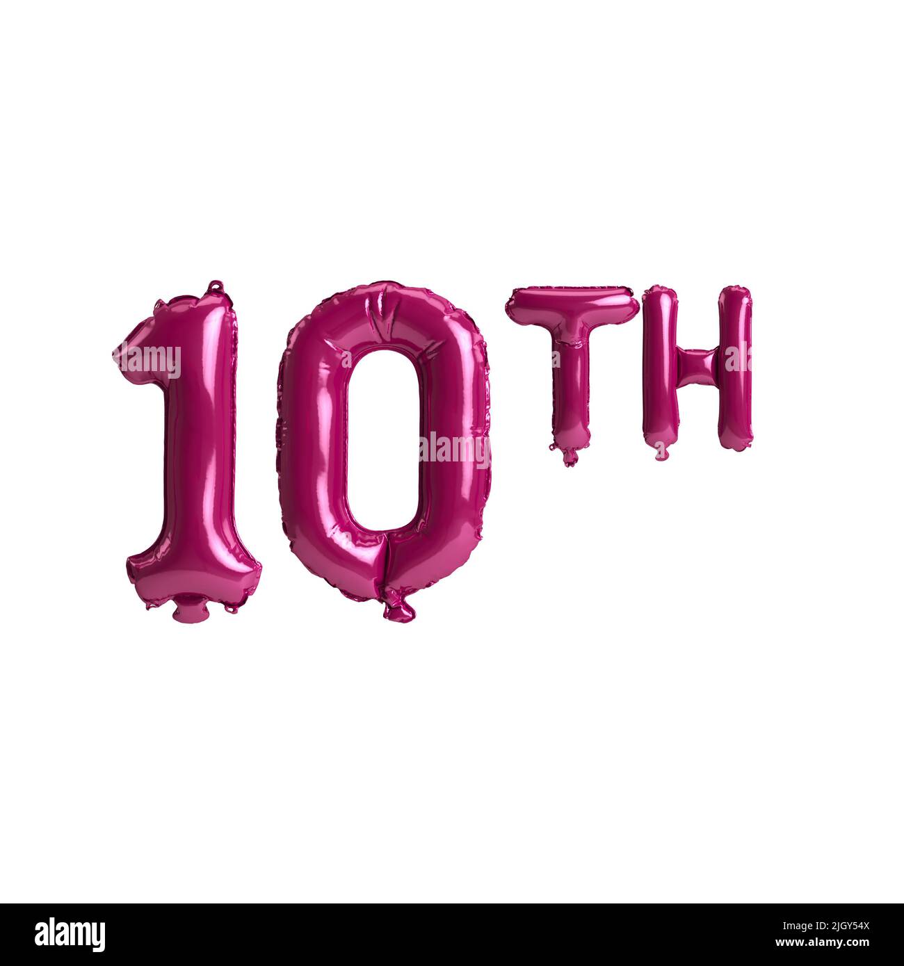 3d illustration of 10th dark pink balloons isolated on background Stock ...