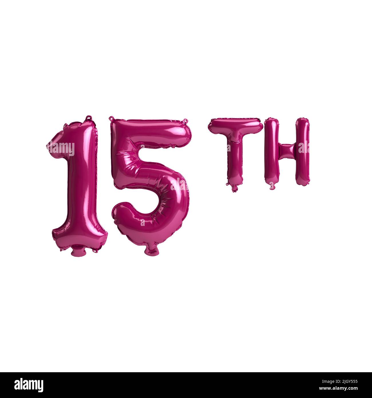 3d illustration of 15th dark pink balloons isolated on background Stock ...