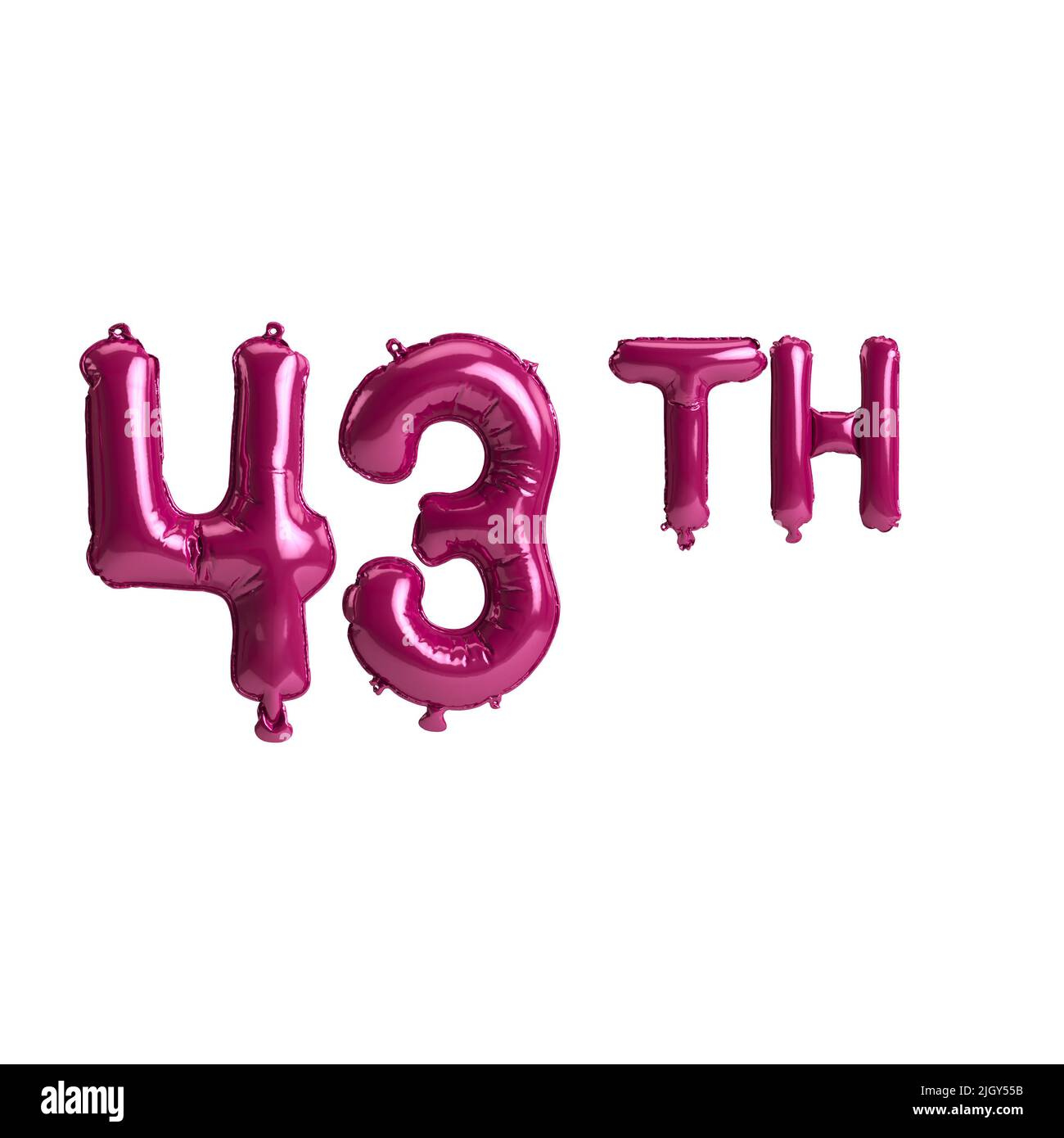 3d illustration of 43th dark pink balloons isolated on background Stock ...