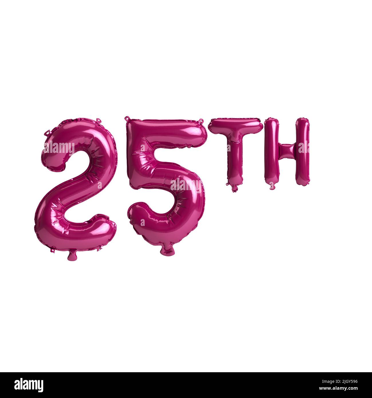 3d illustration of 25th dark pink balloons isolated on background Stock ...