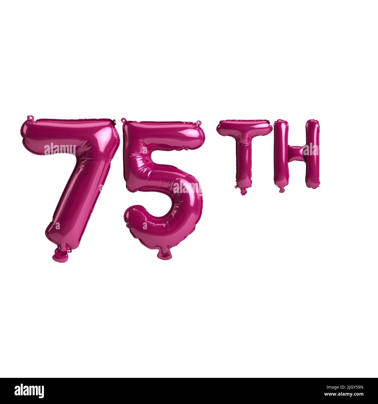 3d illustration of 75th dark pink balloons isolated on background Stock ...