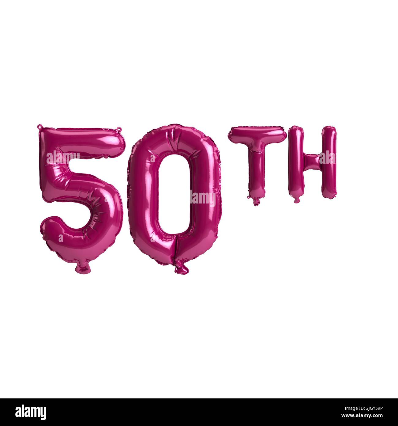 3d illustration of 50th dark pink balloons isolated on background Stock ...