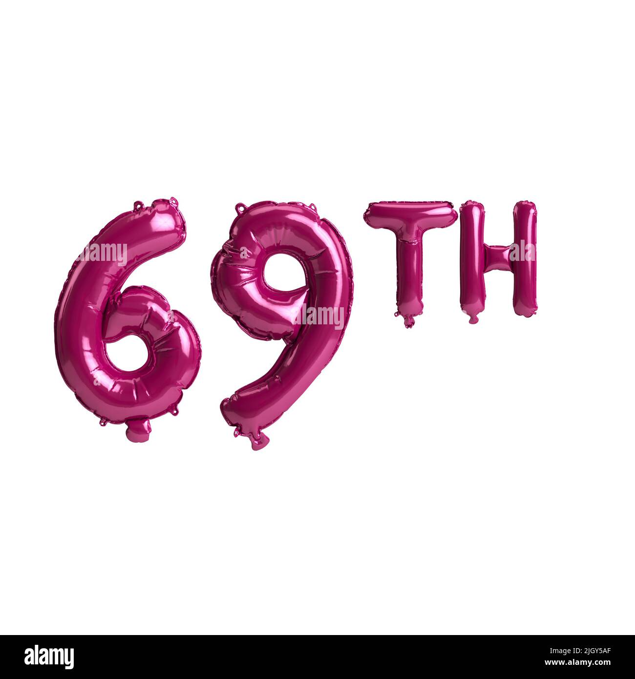 3d illustration of 69th dark pink balloons isolated on background Stock ...