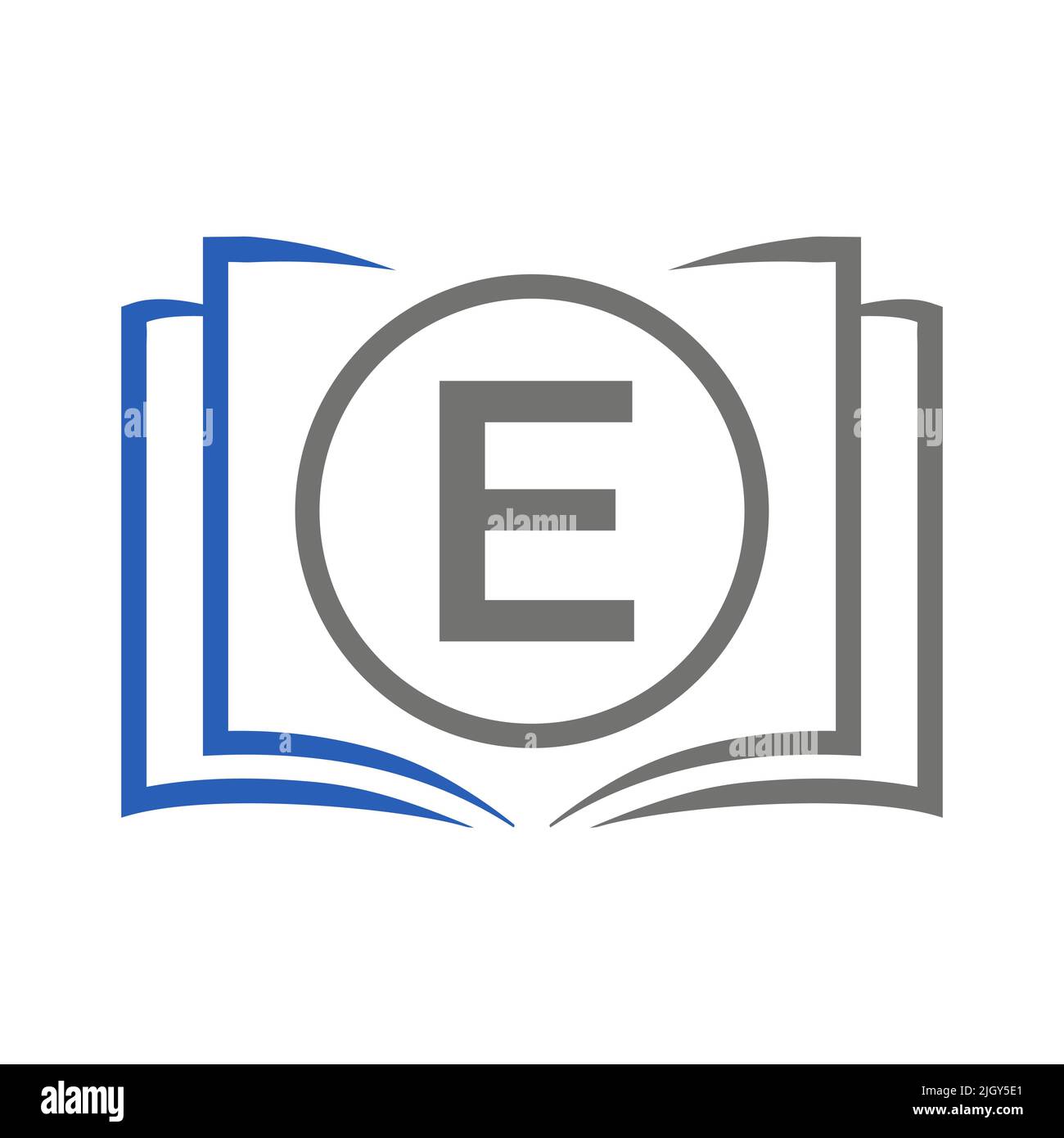 Education Logo On Letter E Template. Open Book Logo On E Letter ...