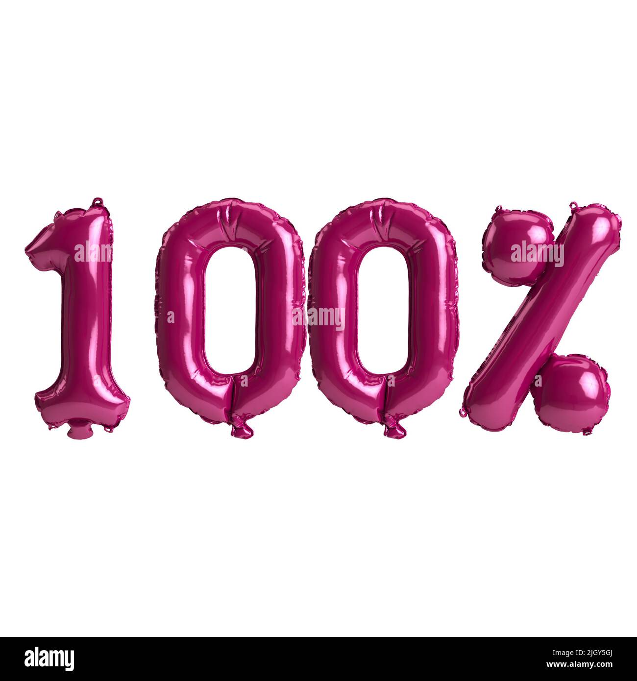 3d illustration of 100 percent dark pink balloons isolated on ...