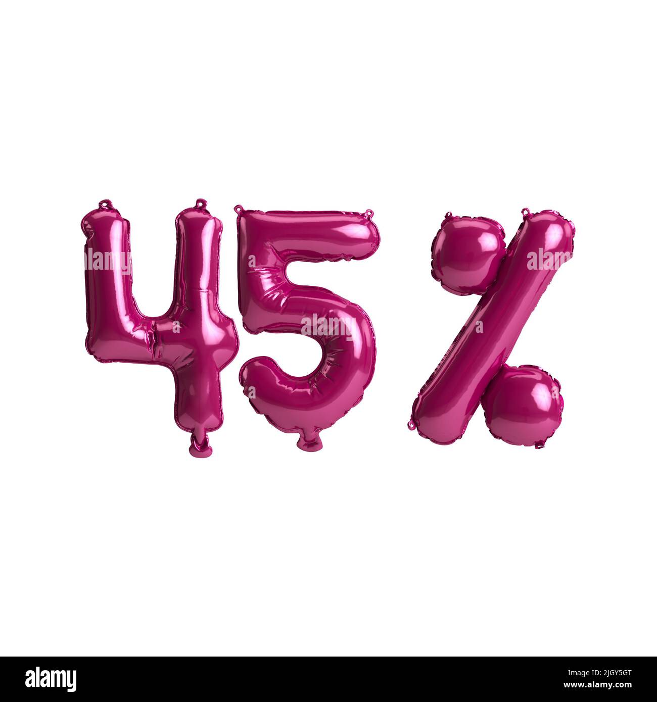 3d illustration of 45 percent dark pink balloons isolated on background ...