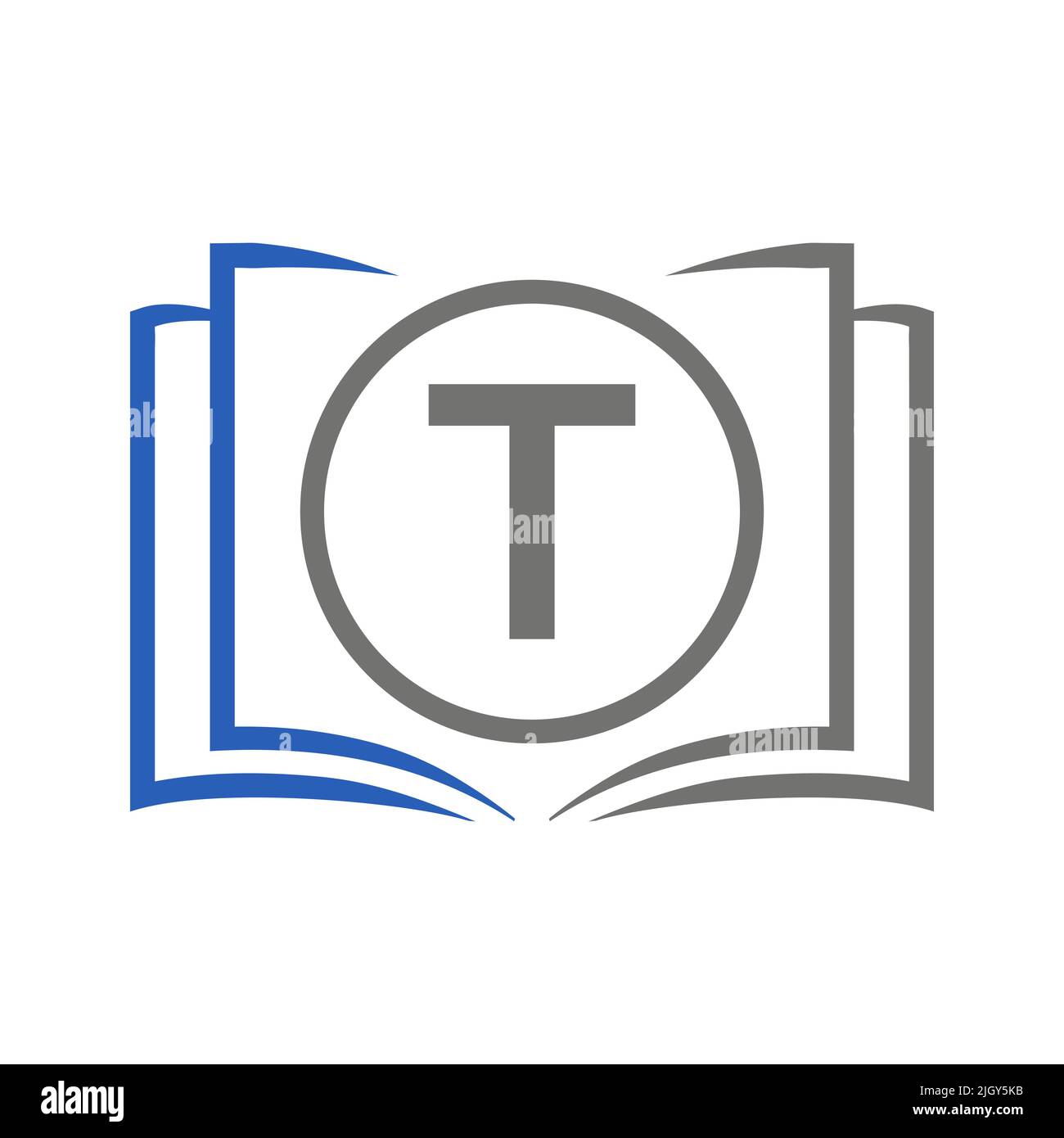Education Logo On Letter T Template. Open Book Logo On T Letter ...