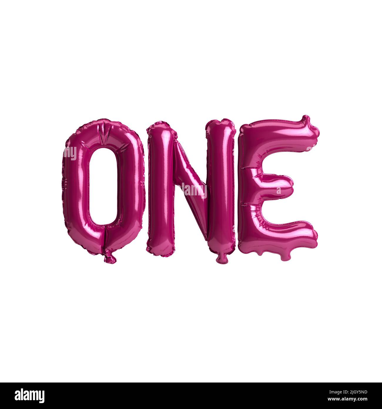 3d illustration of one letter dark pink balloons isolated on background ...