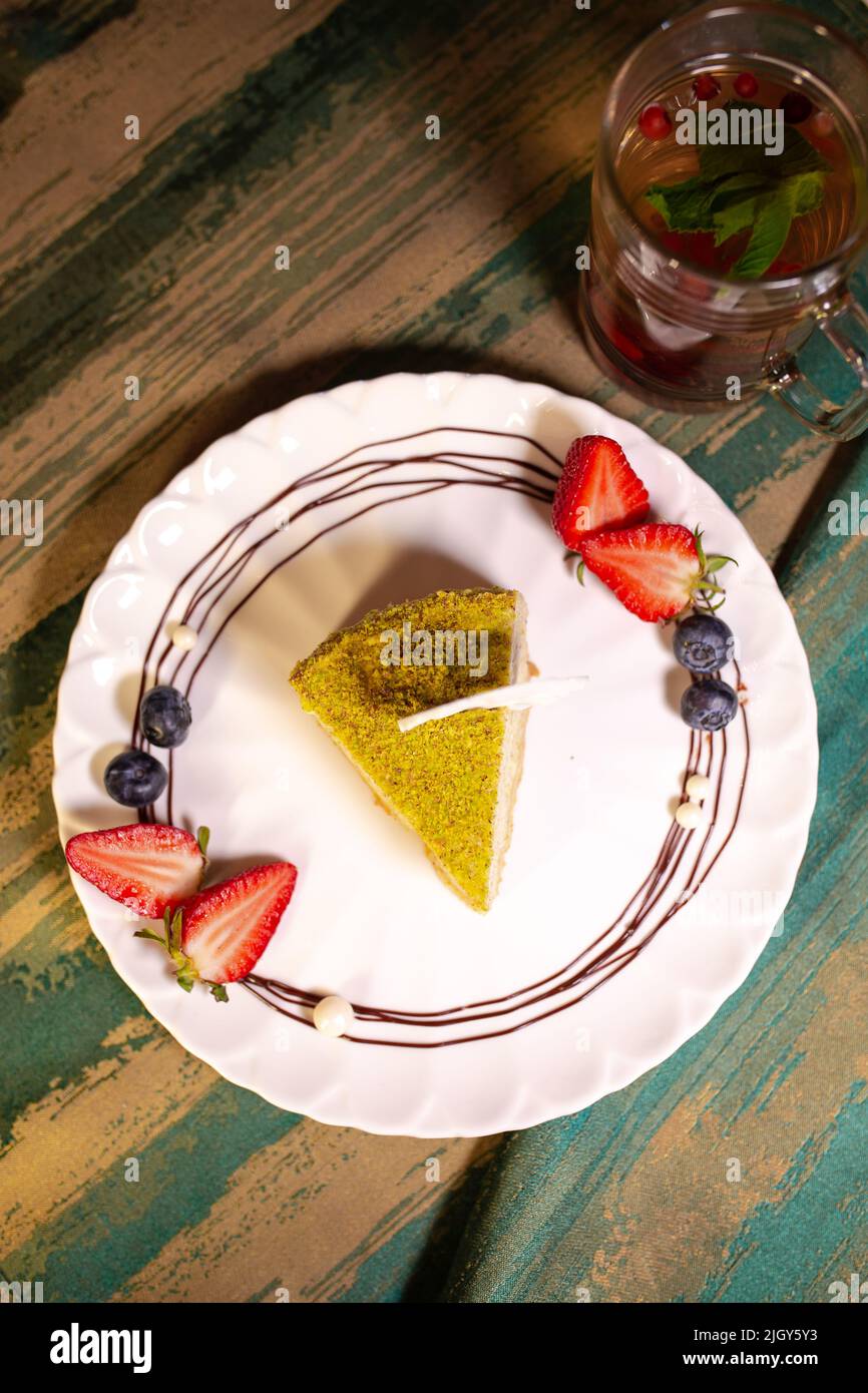 fresh delicious cheesecake close up top view Stock Photo - Alamy