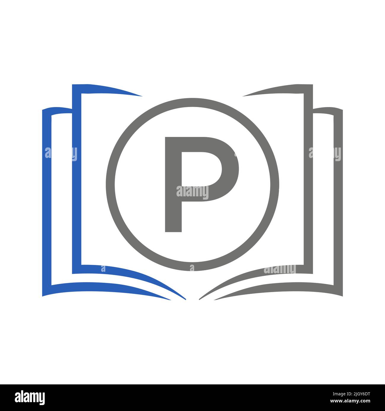 Education Logo On Letter P Template. Open Book Logo On P Letter ...