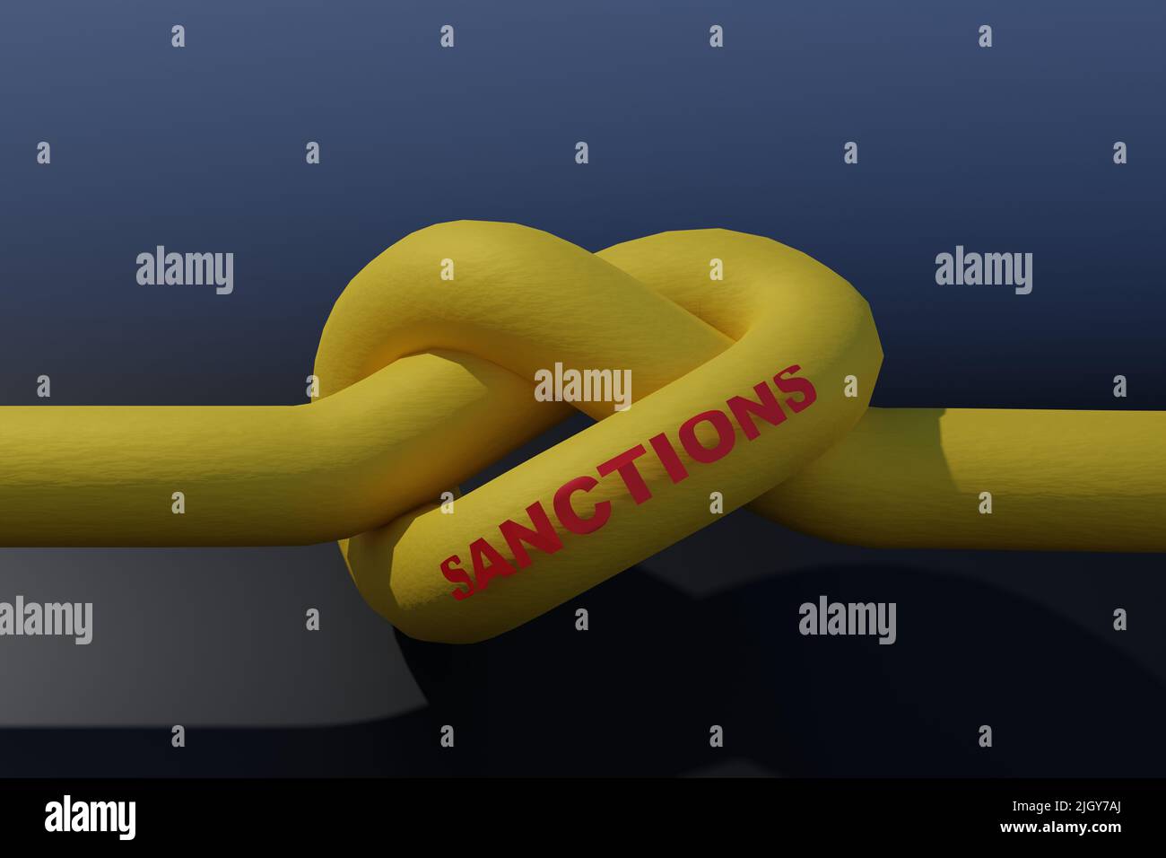 Gas sanctions concept. Gas pipe tied in a knot on a dark background. 3D ...