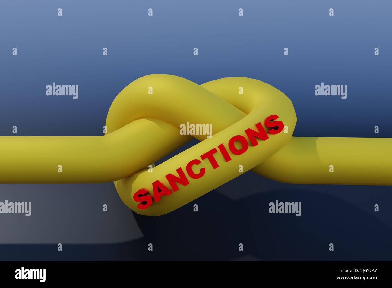 Gas sanctions concept. Gas pipe tied in a knot on a dark background. 3D ...