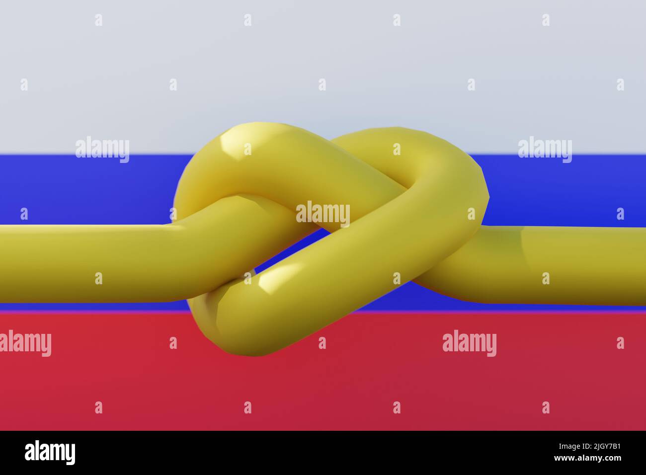 Gas sanctions concept. Gas pipe tied in a knot on the background of the ...