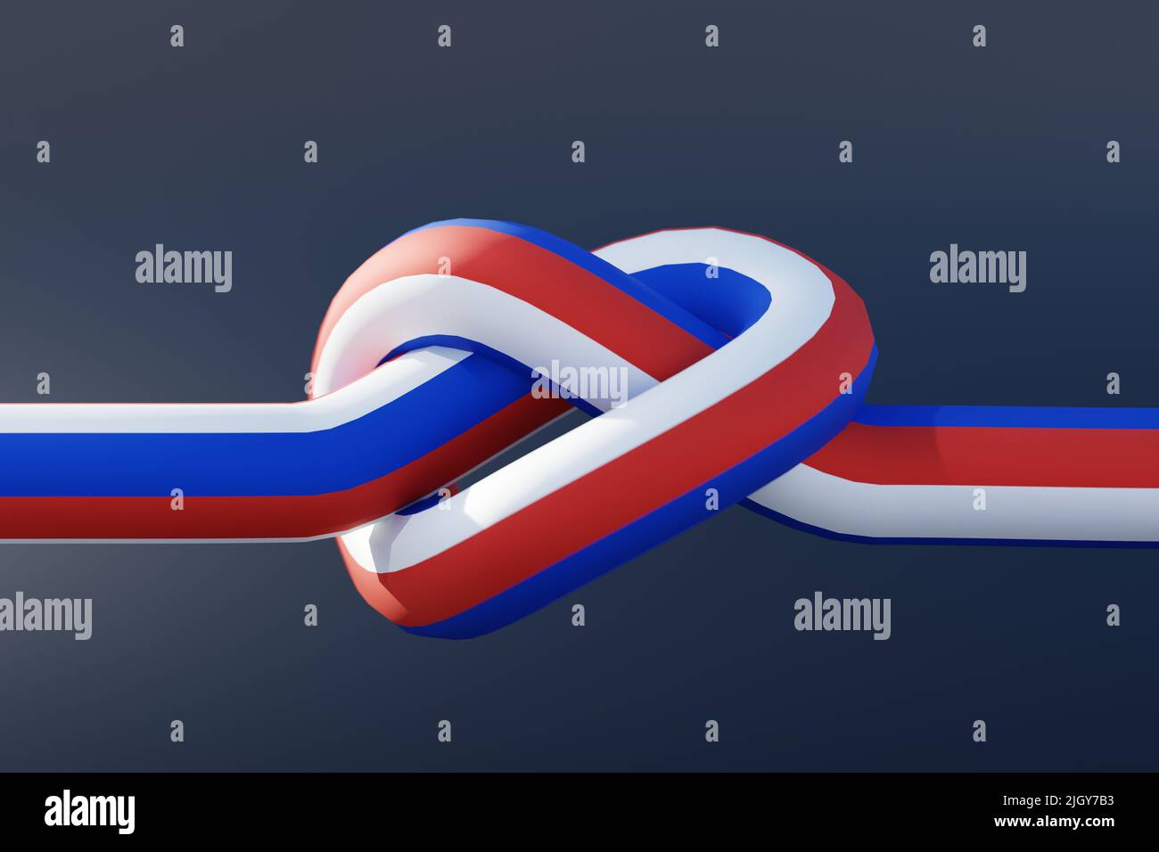 Gas sanctions concept. Gas pipe in the colors of the Russian flag tied ...