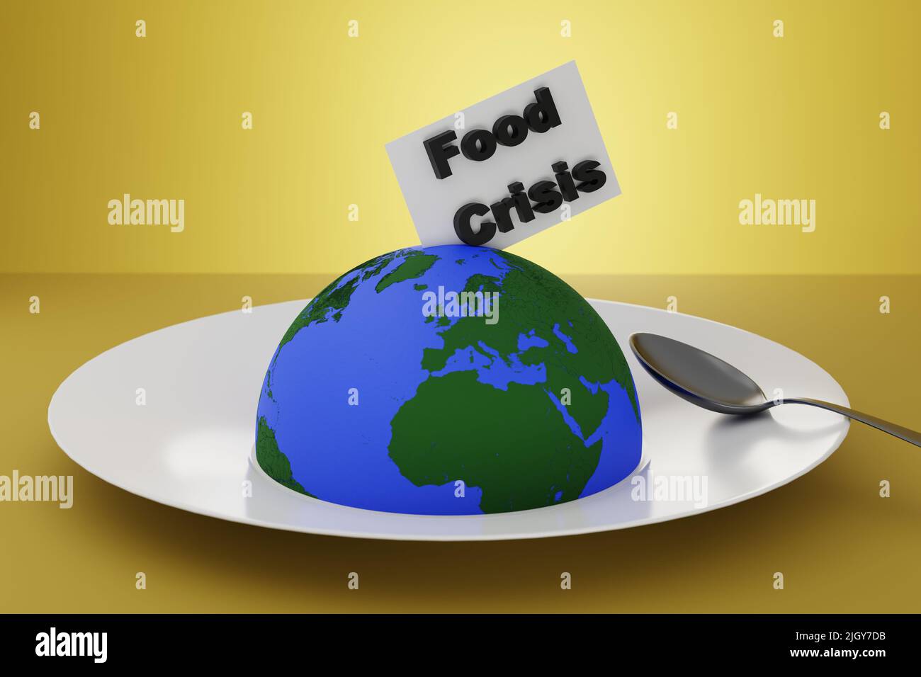 Earth globe on a plate. Food crisis, world hunger concept. 3D render ...
