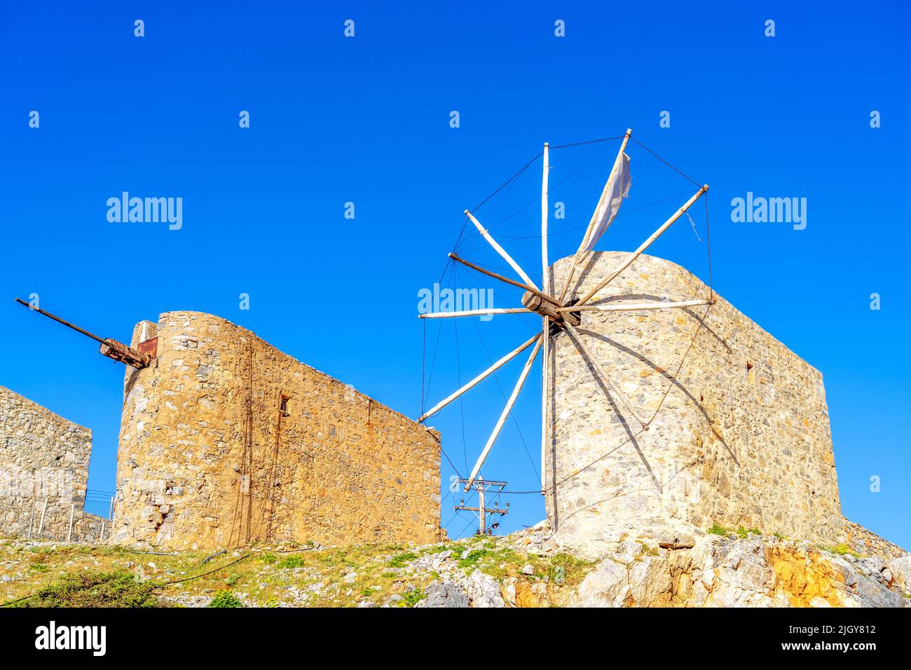 Windmills of Seli Ambelou Lassithi Plateau, Island Creta, Greece Stock ...