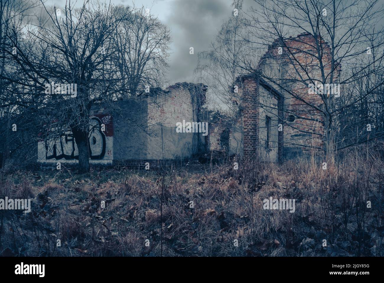 Abandoned rotten House, Dilapidated foundations of an abandoned ...