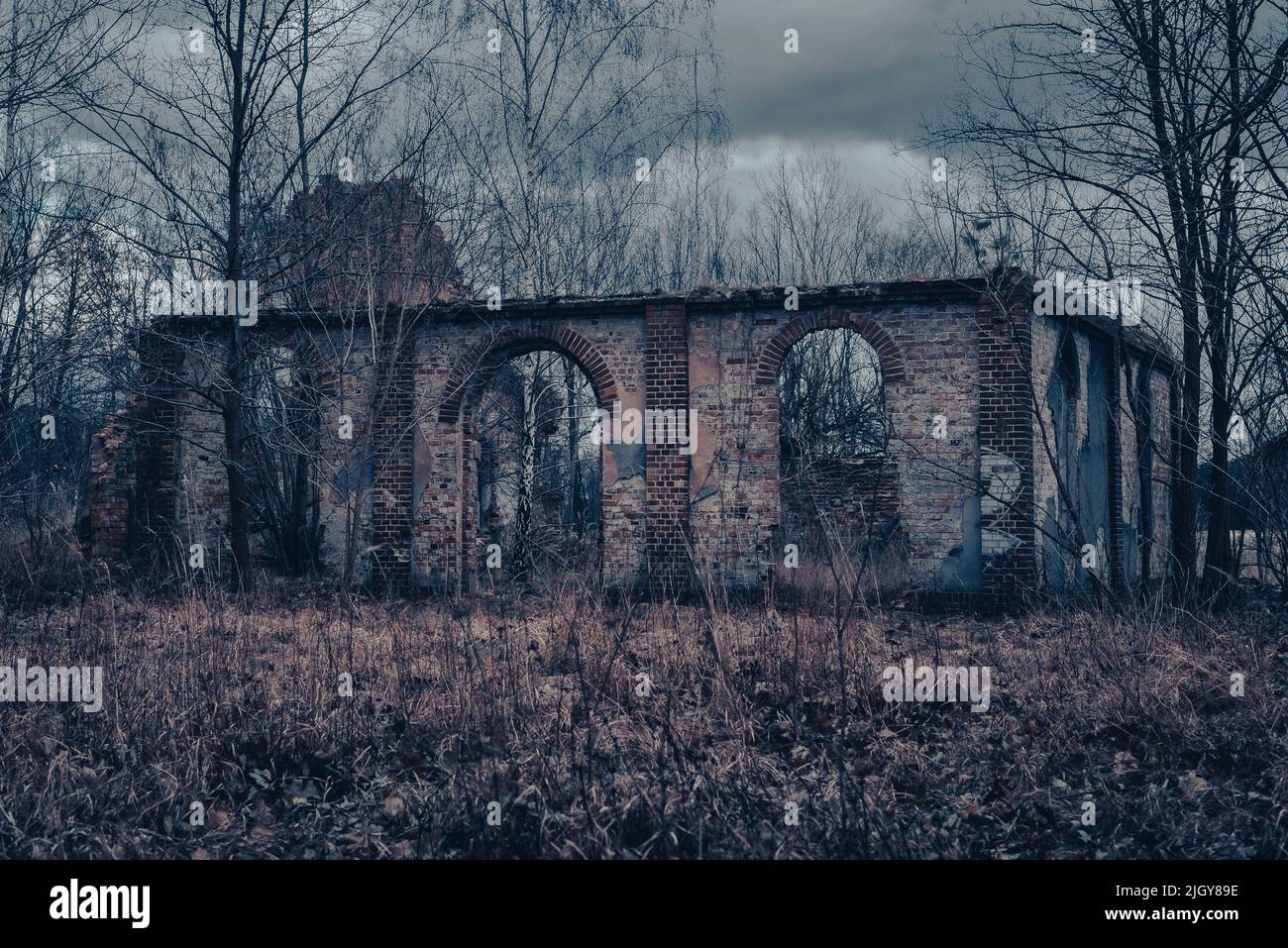 Abandoned rotten House, Dilapidated foundations of an abandoned ...