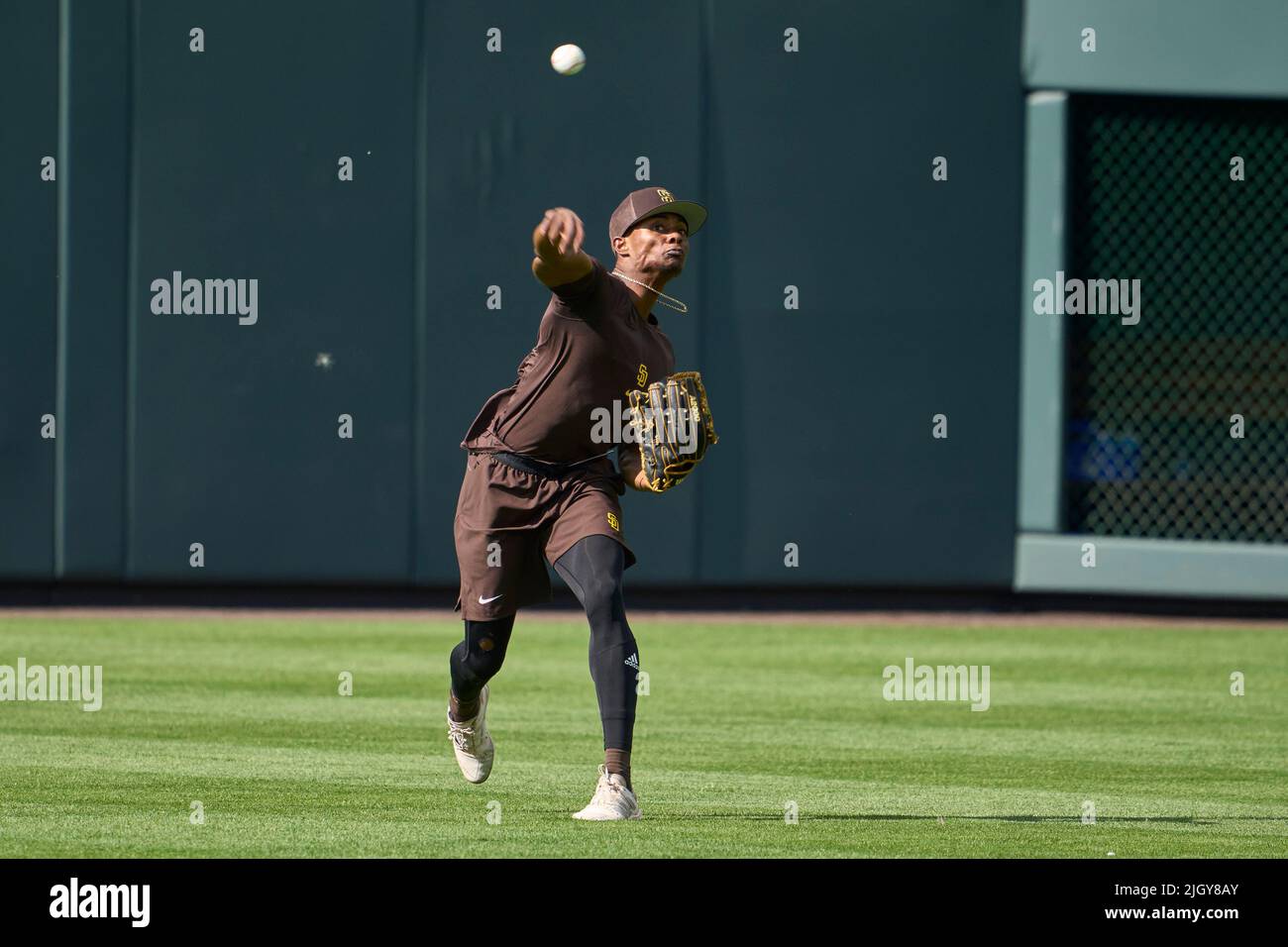 July 12 2022: San Diego center fielder Estuary Ruiz (43) in action ...