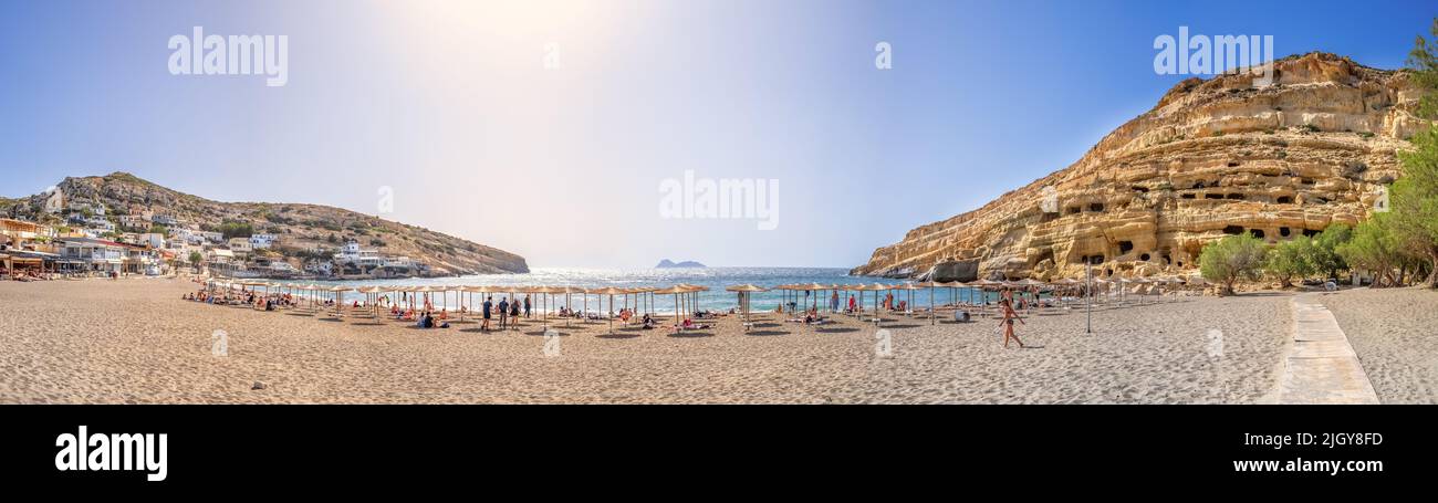 Village Matala, Island Crete, Greece Stock Photo - Alamy