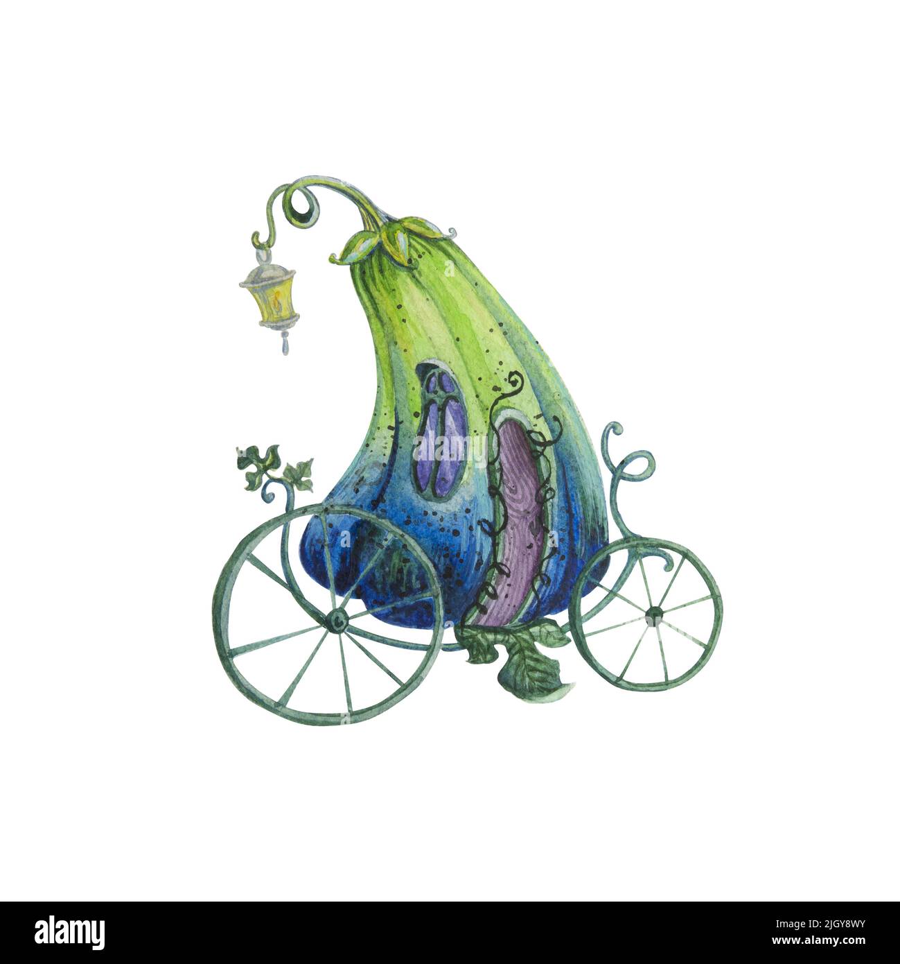 Cinderella's fairytale carriage. Watercolour fairy-tale object isolated ...