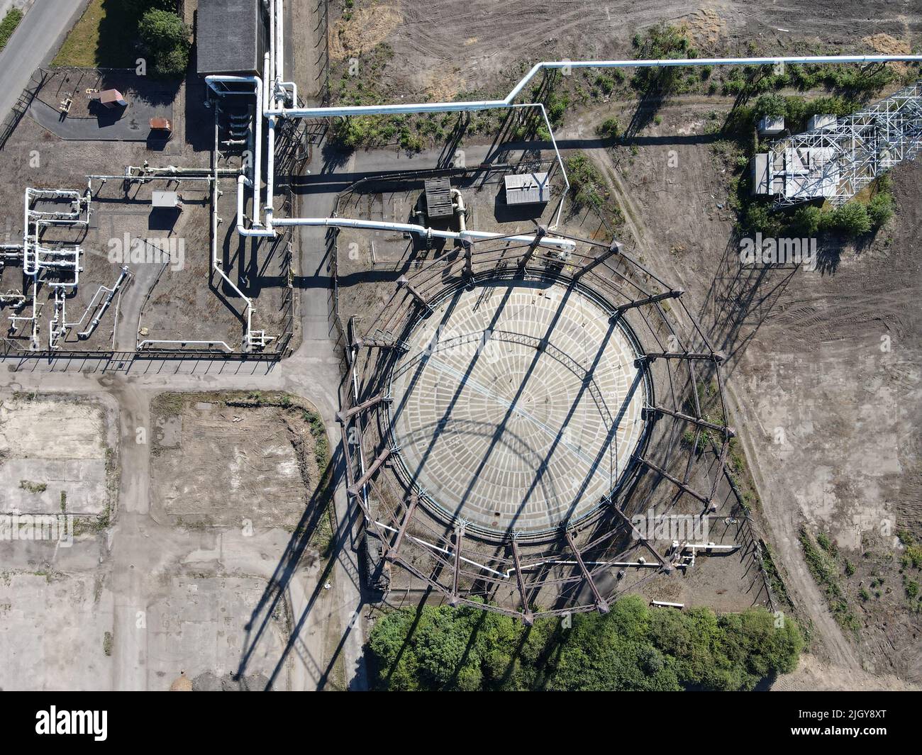 Historic gasometer structure in Hull, UK Stock Photo - Alamy