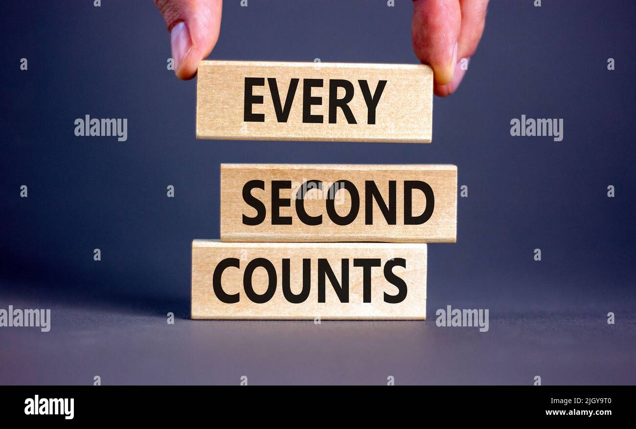 Every second counts symbol. Concept words Every second counts on wooden ...