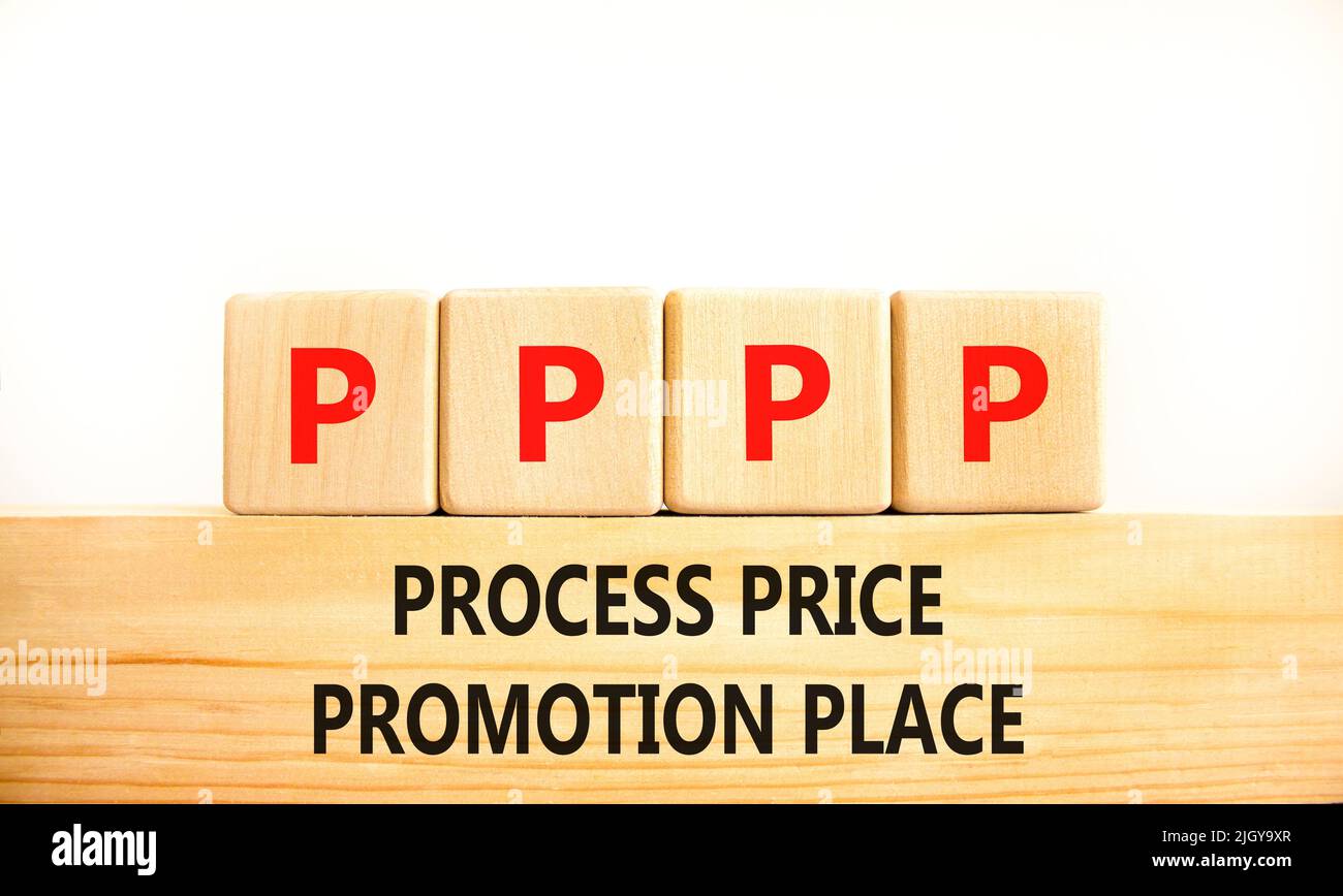 PPPP process price promotion place symbol. Concept words PPPP process ...