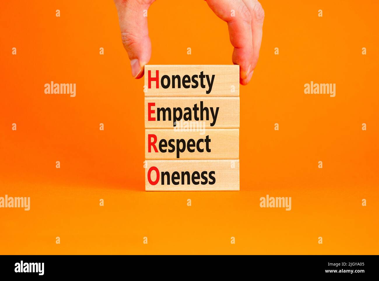 HERO honesty empathy respect oneness symbol. Concept words HERO honesty ...