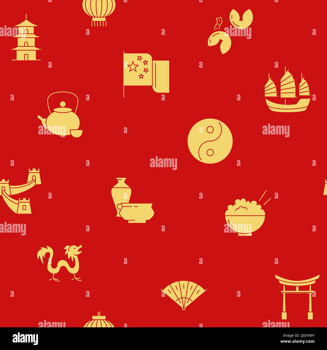 China seamless pattern in flat style. Chinese culture traditional ...