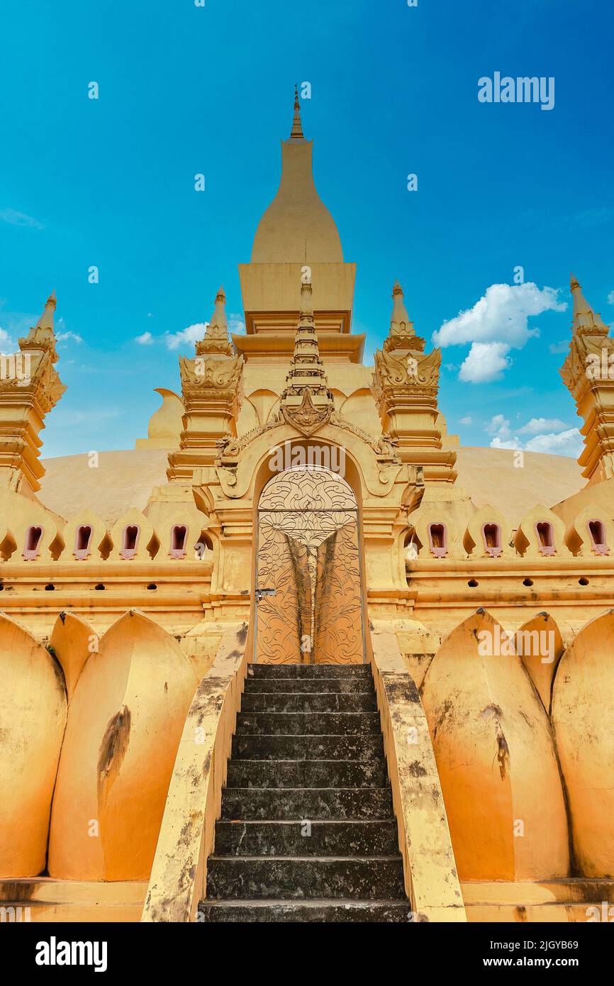 The Golden Stupa of the Pha That Luang Temple in Vientiane, Laos Stock ...