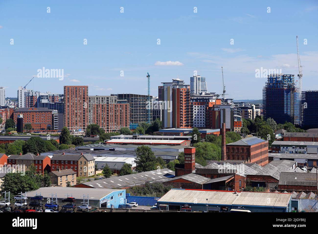A view towards Leeds City Centre from an industrial area of Canal Road ...