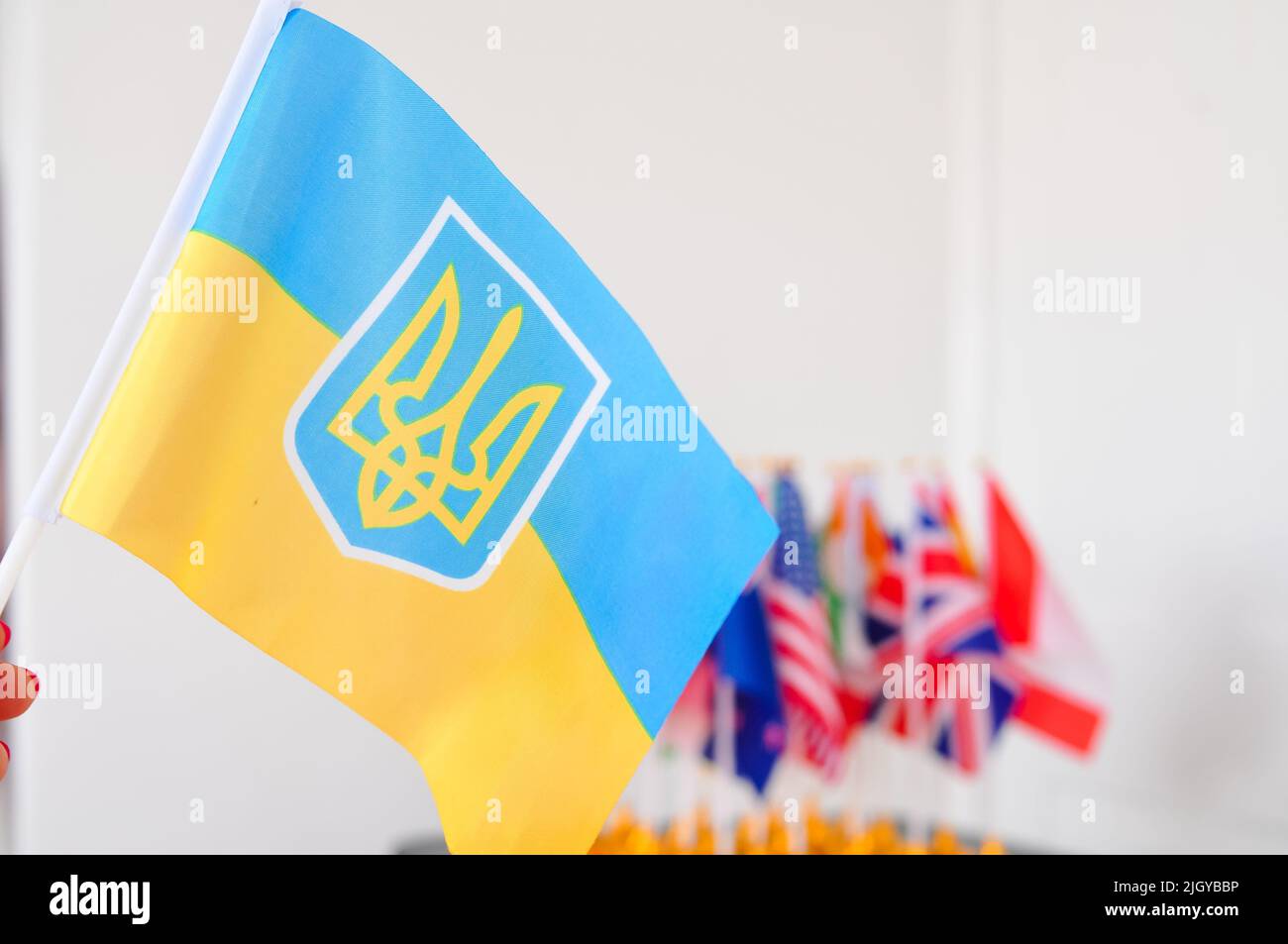 set of national flags of different countries close up,stand with ...