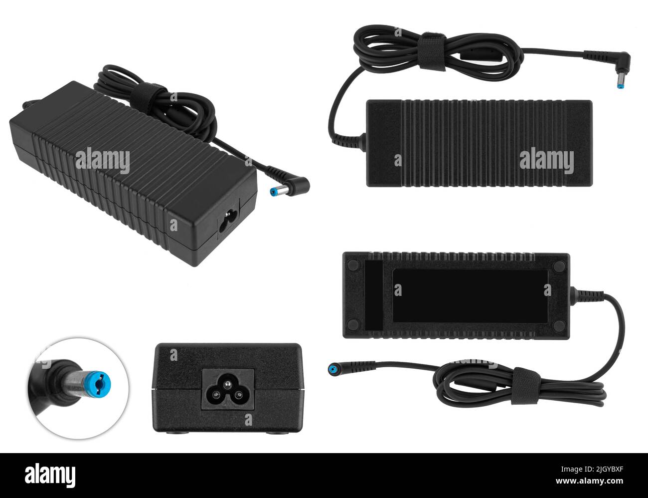 laptop power adapter, laptop accessory, on white background, collage ...