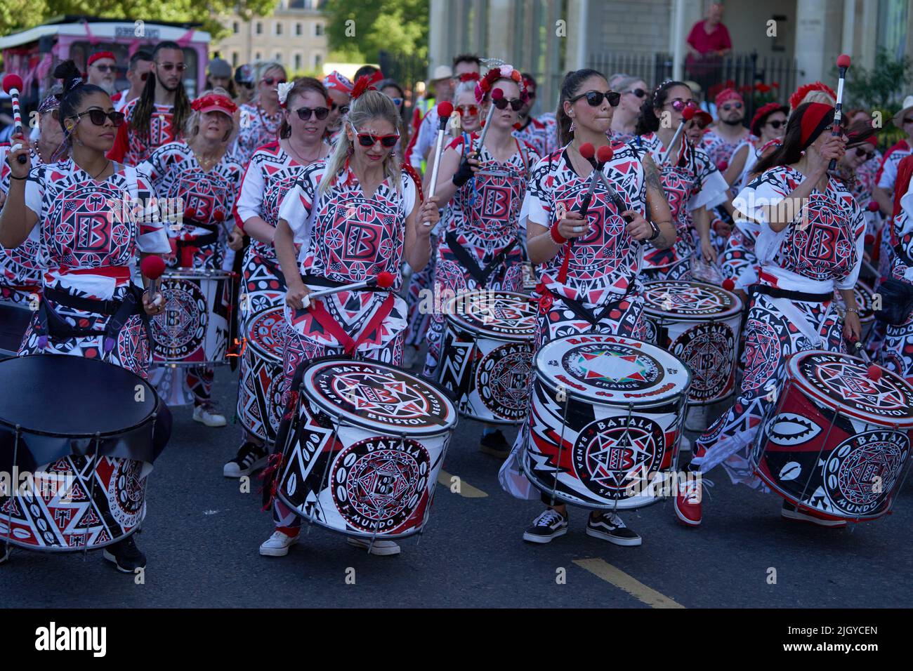 Drumming band performing at the annual carnival as it progresses ...