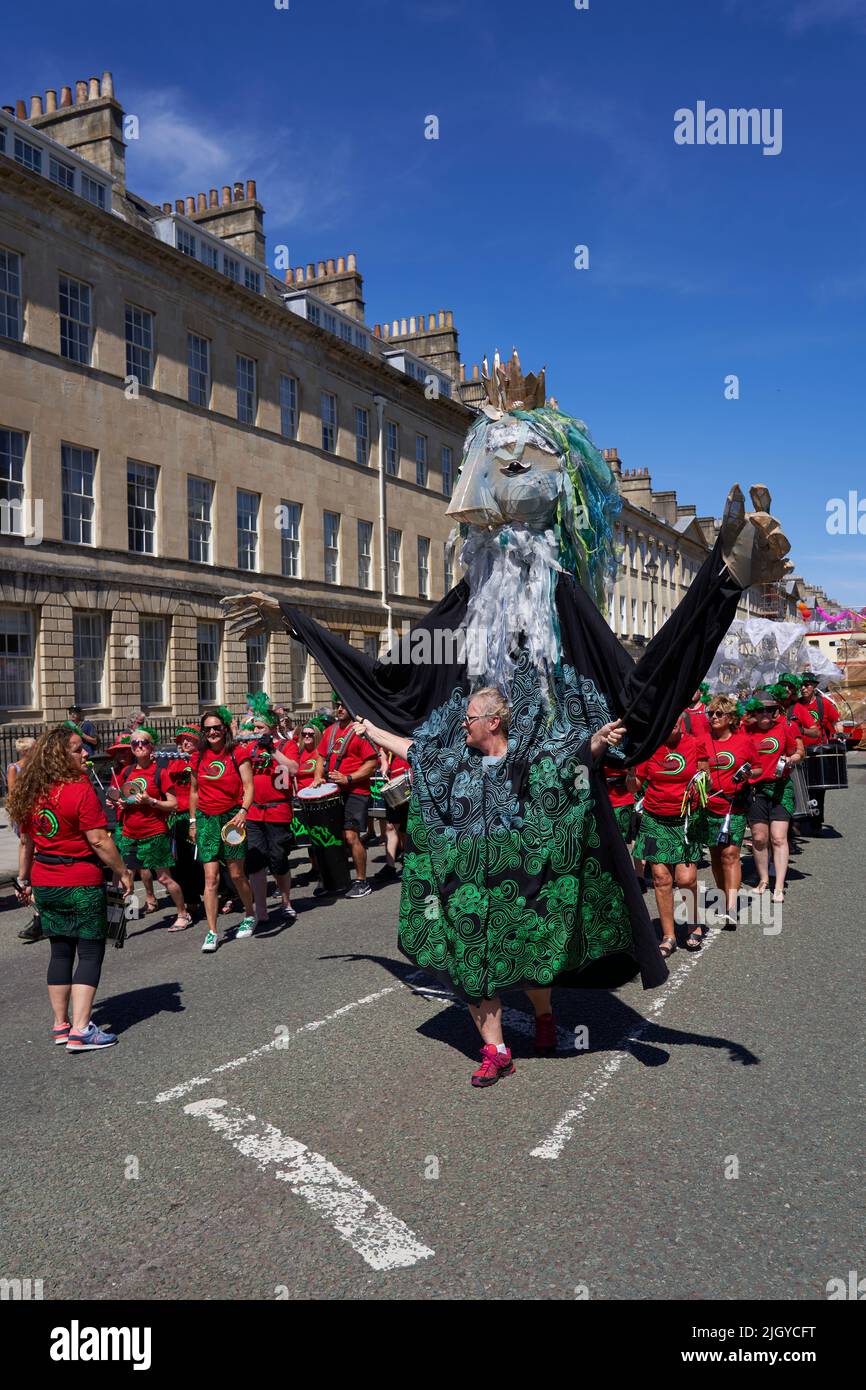 Carnival parade progressing through the streets of the historic city of ...