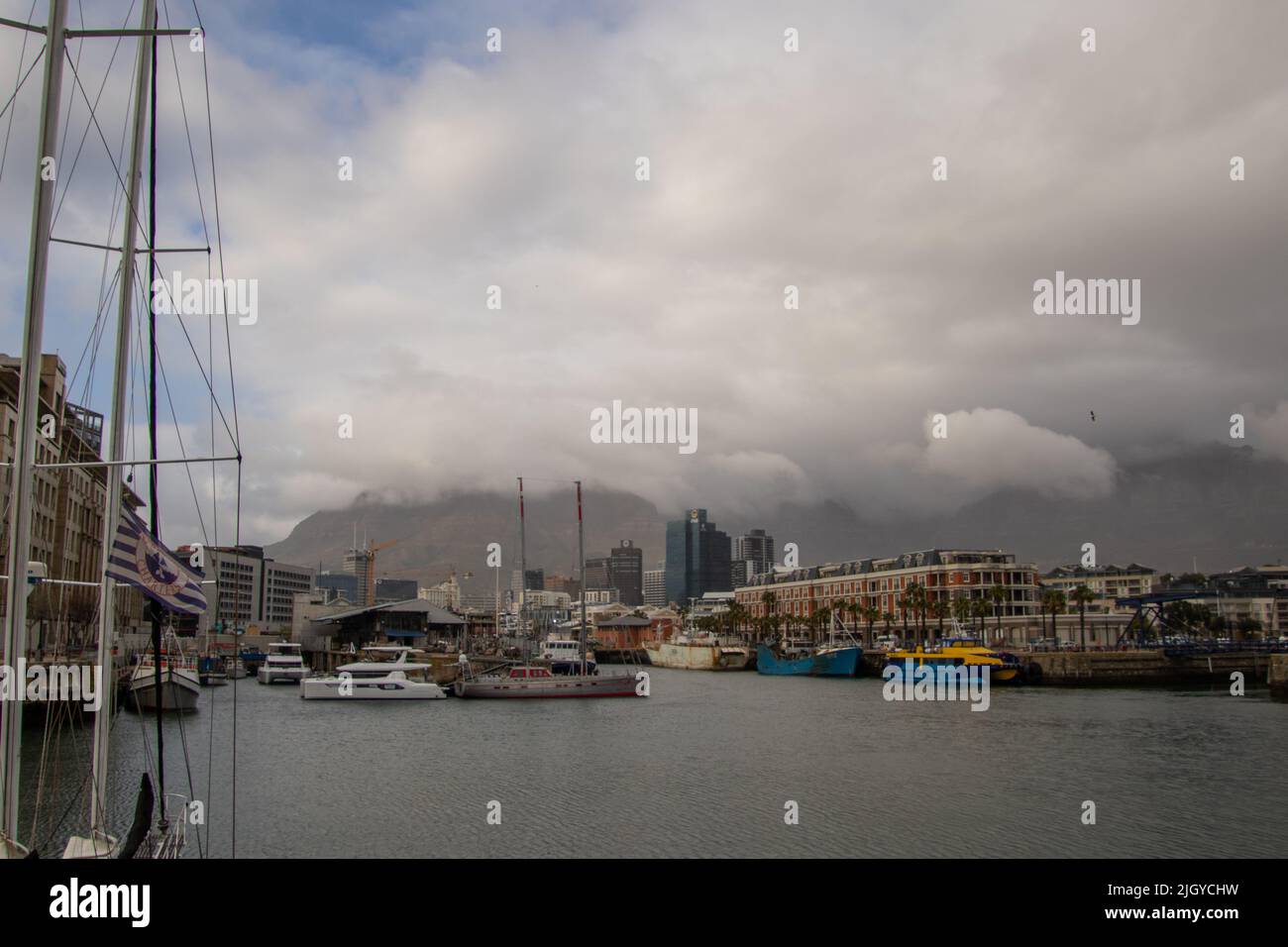 Cape Town, South Africa - the Waterfront on a misty overcast winter's ...