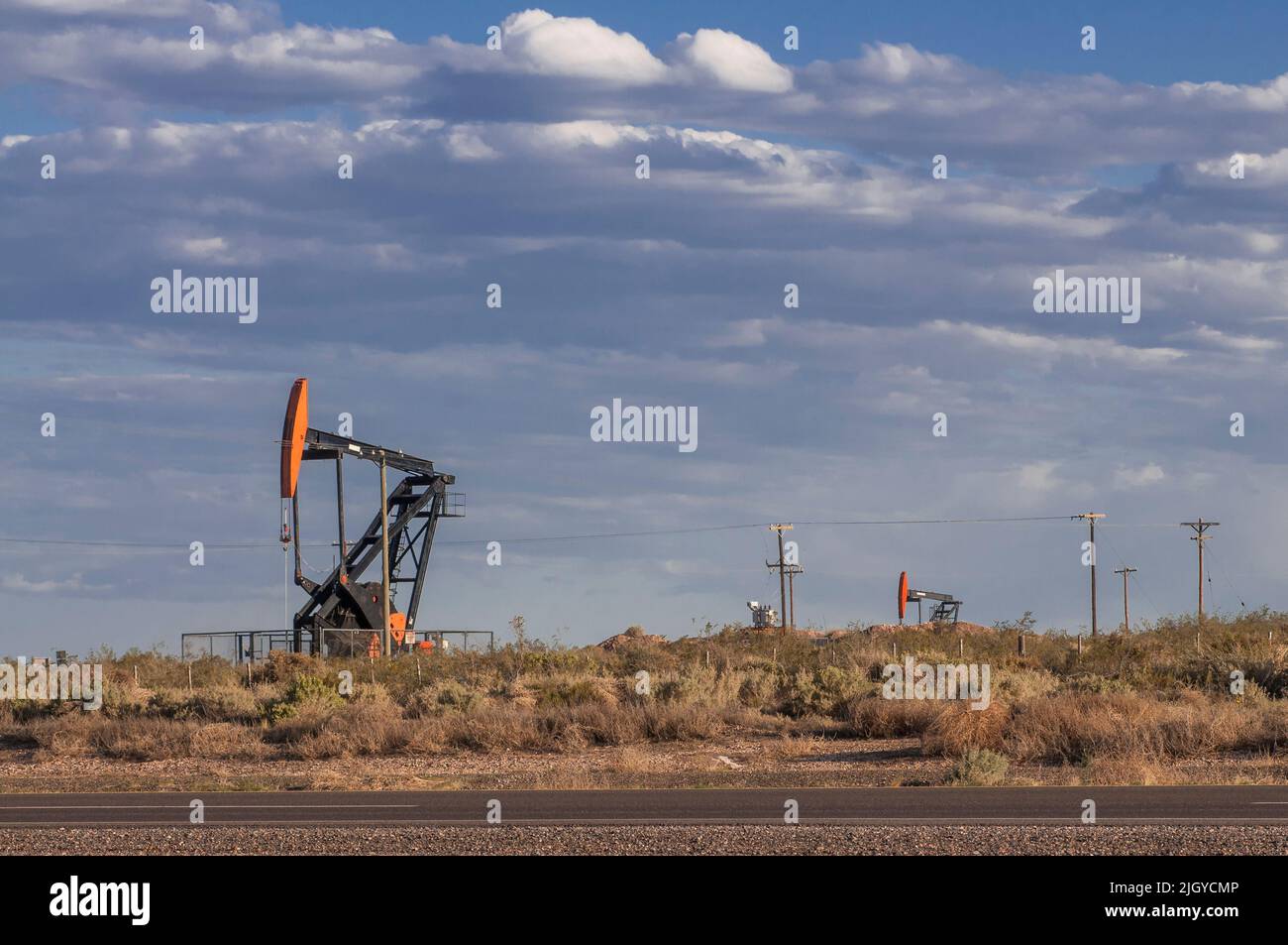 The oil pumps in the field in Vaca Muerta Stock Photo - Alamy