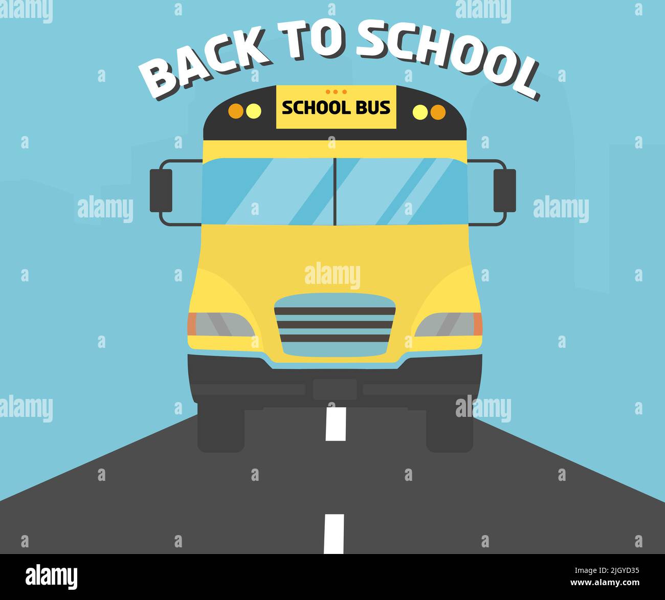 School bus front view, Back to school theme logo design. Welcome back ...