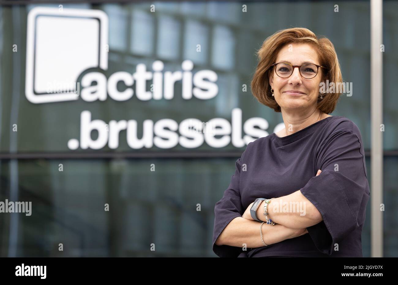 Actiris General Directo Cristina Amboldi poses for the photographer during a photo session at ...