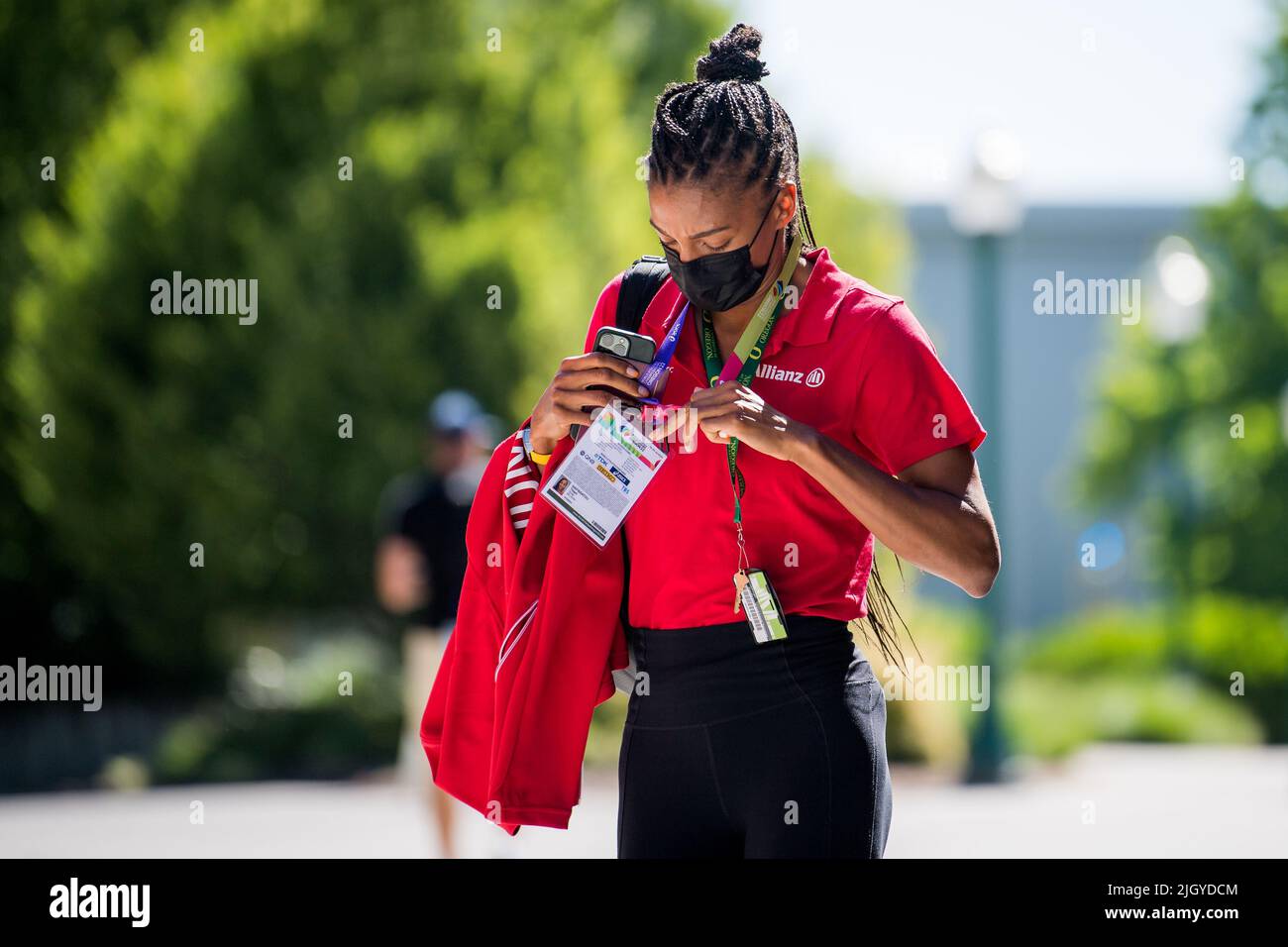 Belgian Nafissatou Nafi Thiam a press conference ahead of the 19th IAAF ...