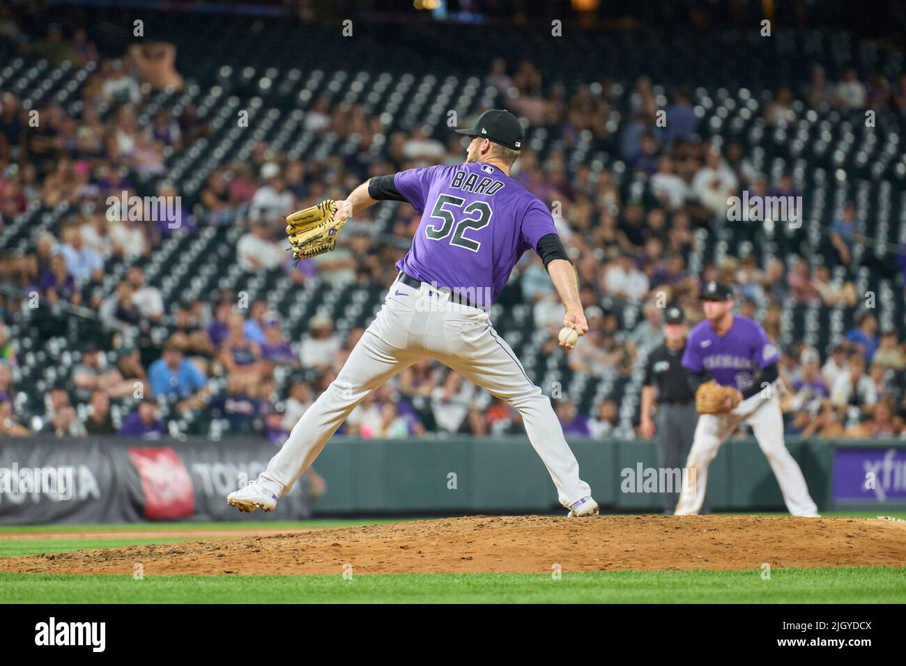 Denver CO, USA. 12th July, 2022. Colorado pitcher Daniel Bard (52 ...