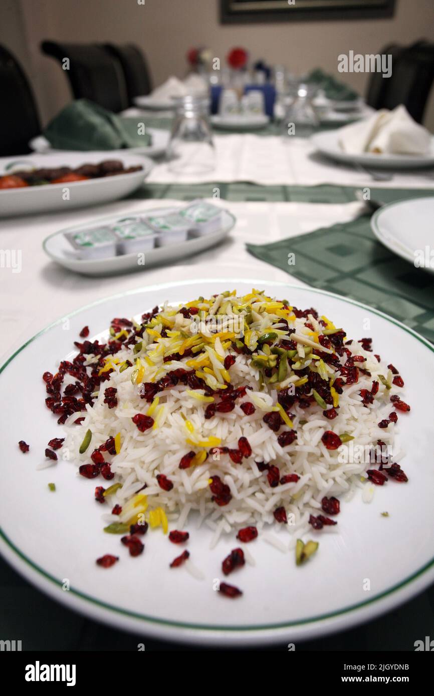 Traditional Iranian rice food on the dinner plate Stock Photo - Alamy
