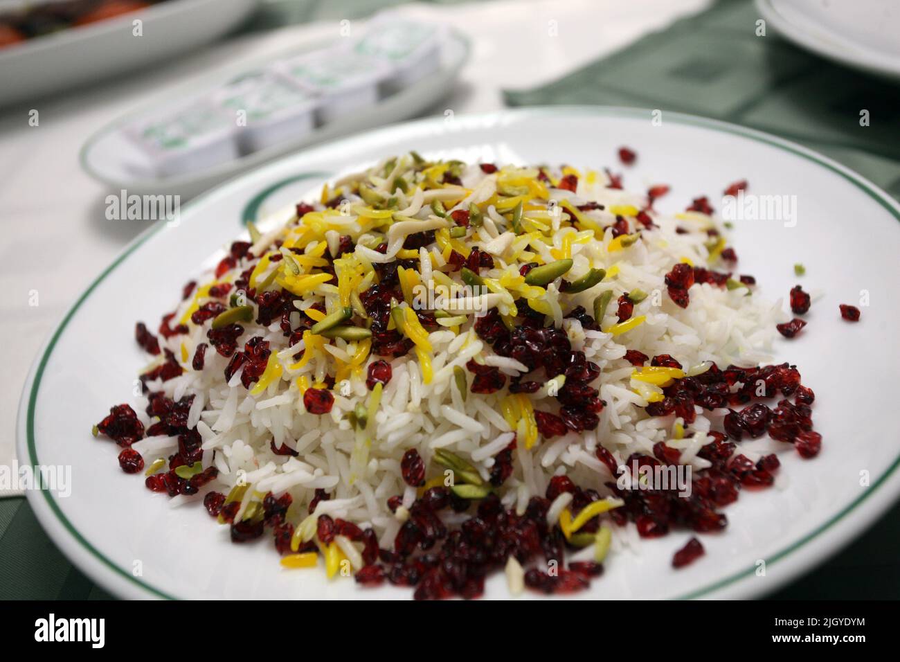 Traditional Iranian rice food on the dinner plate Stock Photo - Alamy