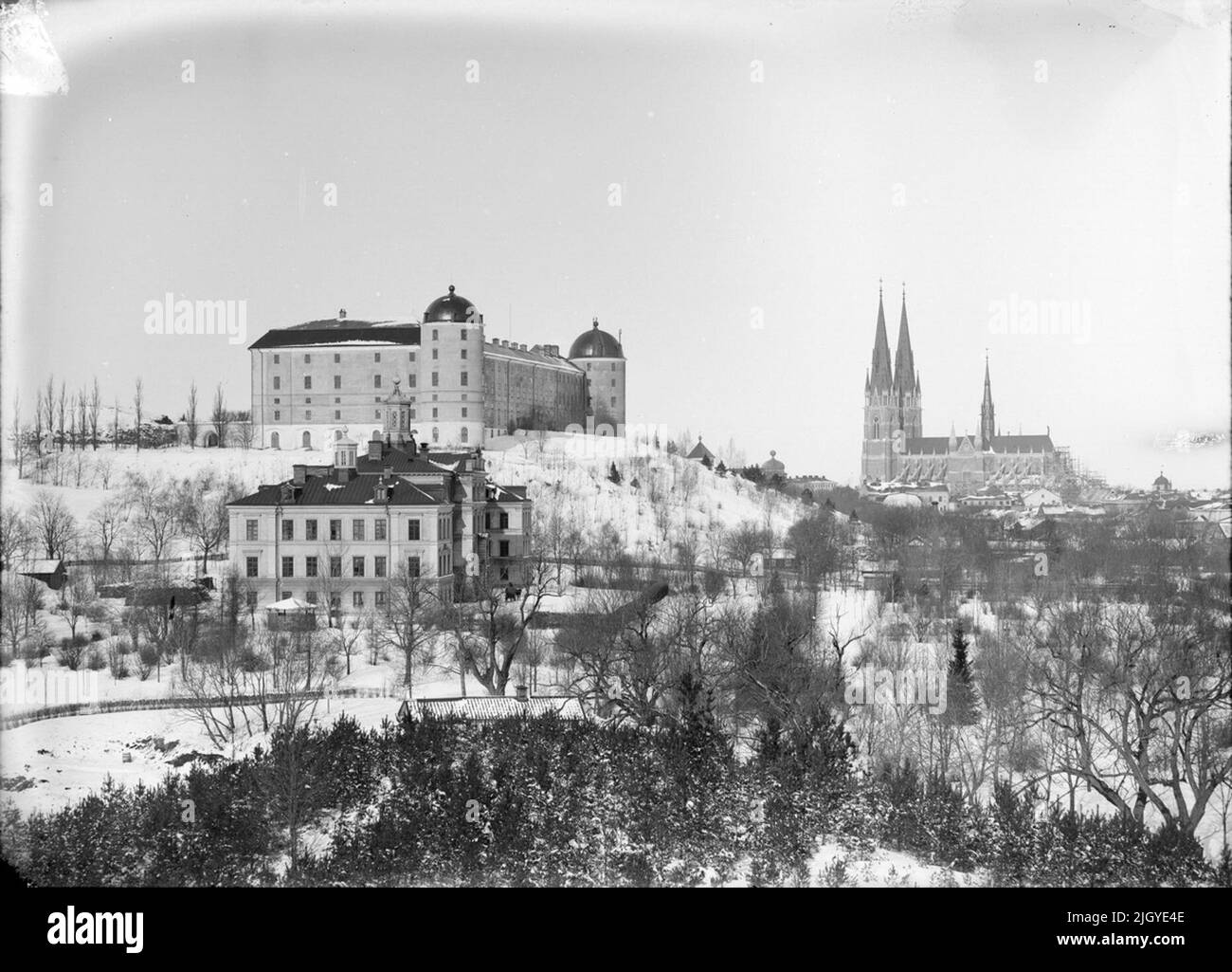 Academic Hospital, Uppsala Castle and Uppsala Cathedral from Southeast ...