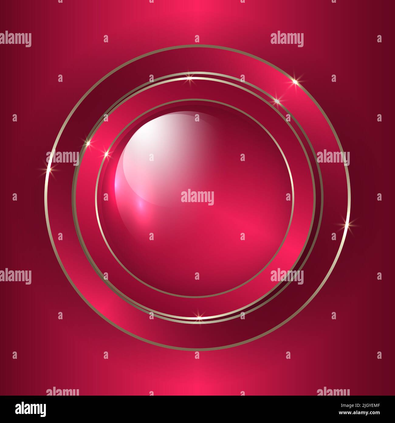 Red and gold 3D circle button. Elegant 3D circle design with golden ...