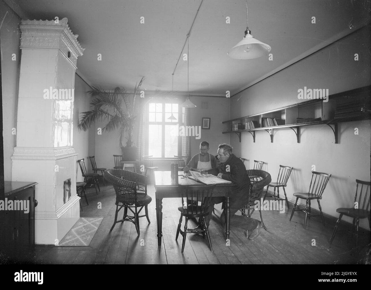Reading room in the yeast factory, Upsala Ångqvarns AB, Uppsala 1913 ...