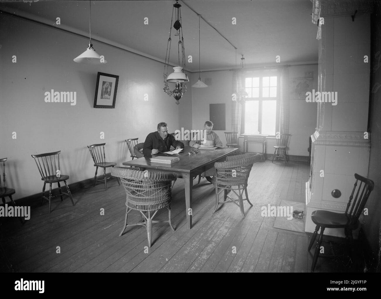 Reading room in the yeast factory, Upsala Ångqvarns AB, Uppsala 1913 ...