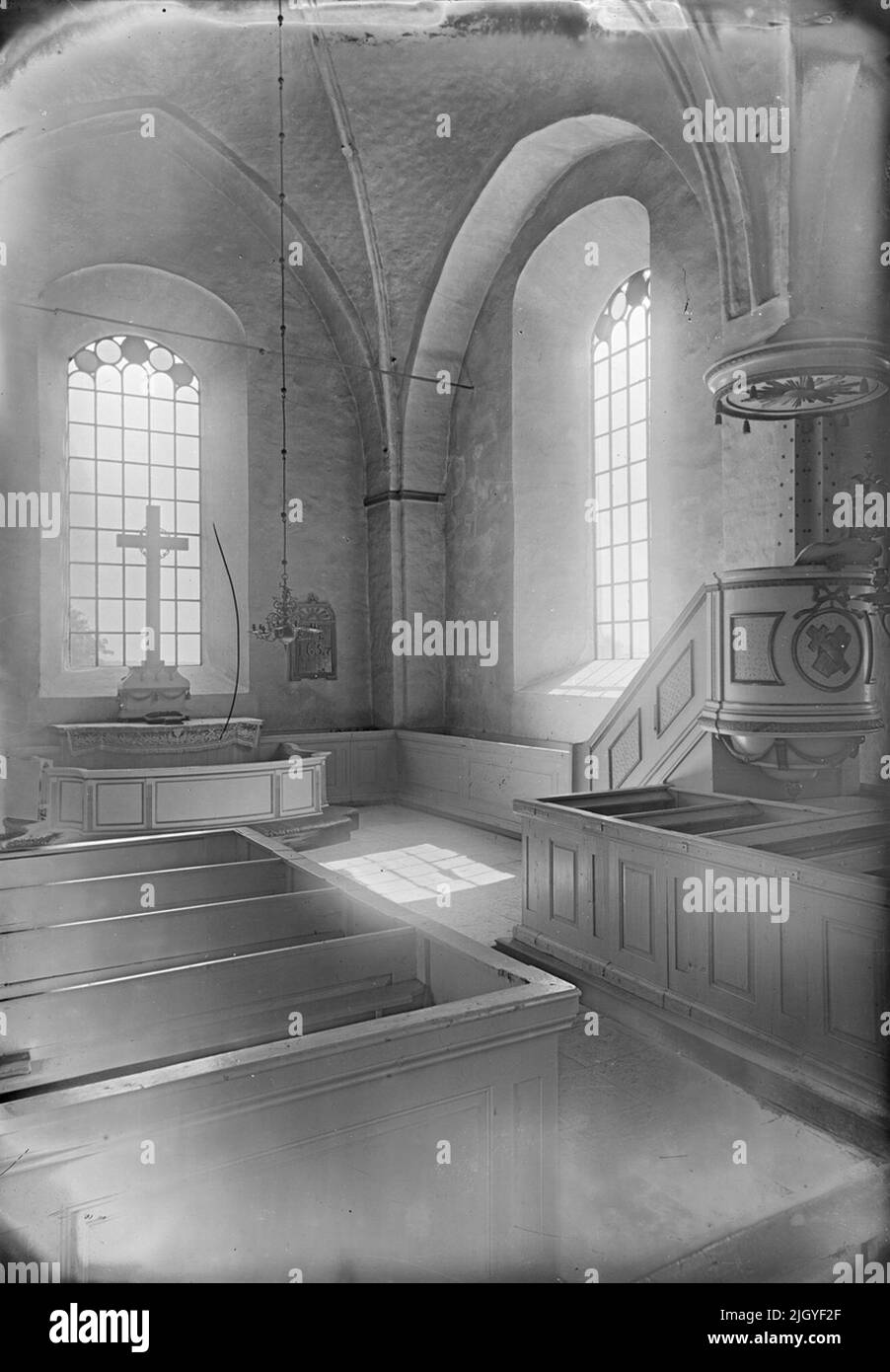 Pulpit and altar in Vaksala church, Uppsala 1899. Pulpit and Altar in ...
