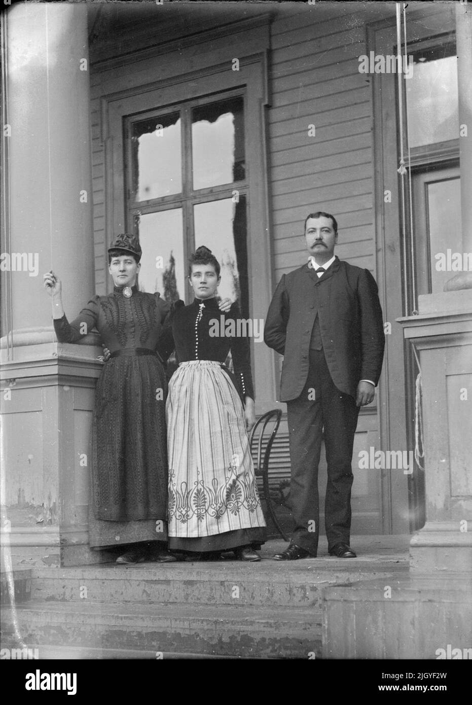 Two women and one man, Marma camp, Marma, Älvkarleby parish, Uppland ...